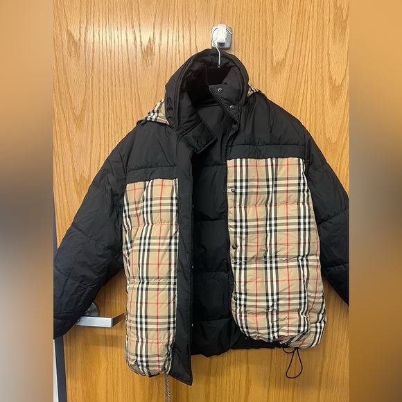 Burberry | Jackets & Coats | Authentic Black And Plaid Puffer Jacket ...